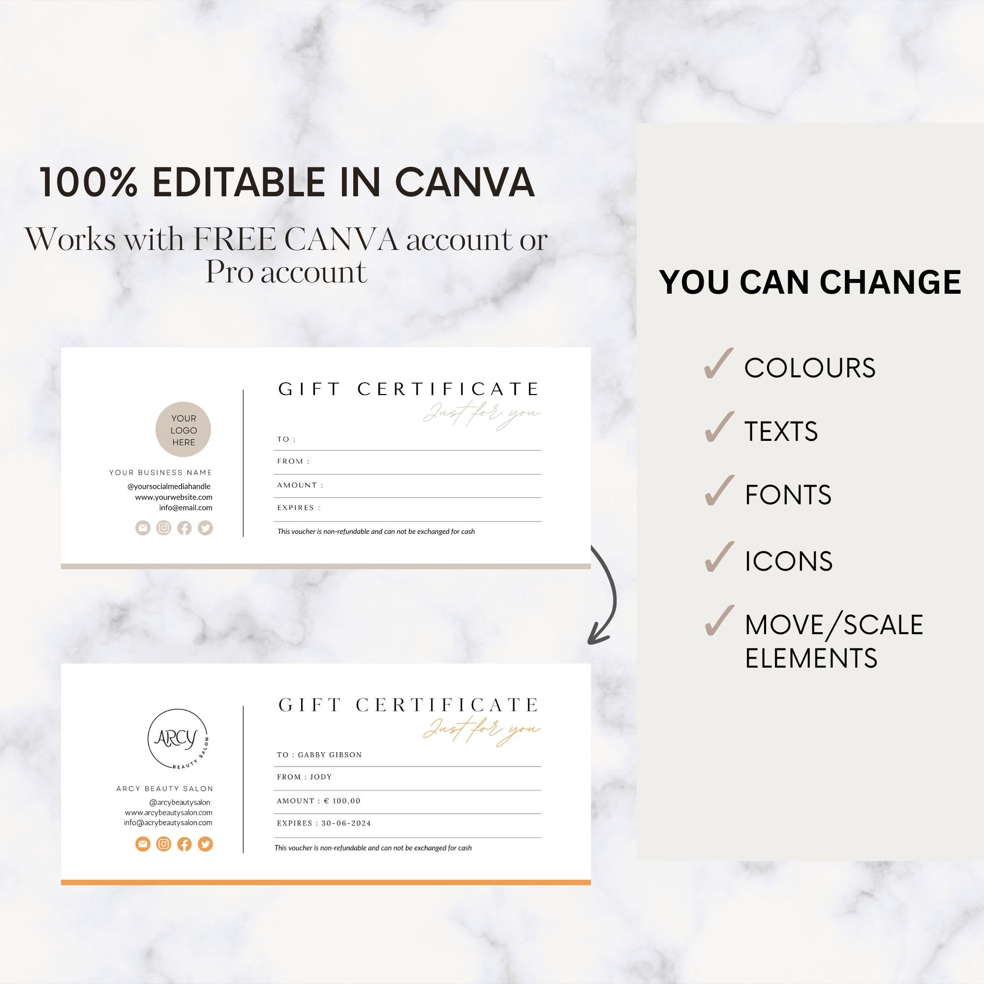 Editable Gift Voucher Template | Gift Voucher Template | Printable Gift ...