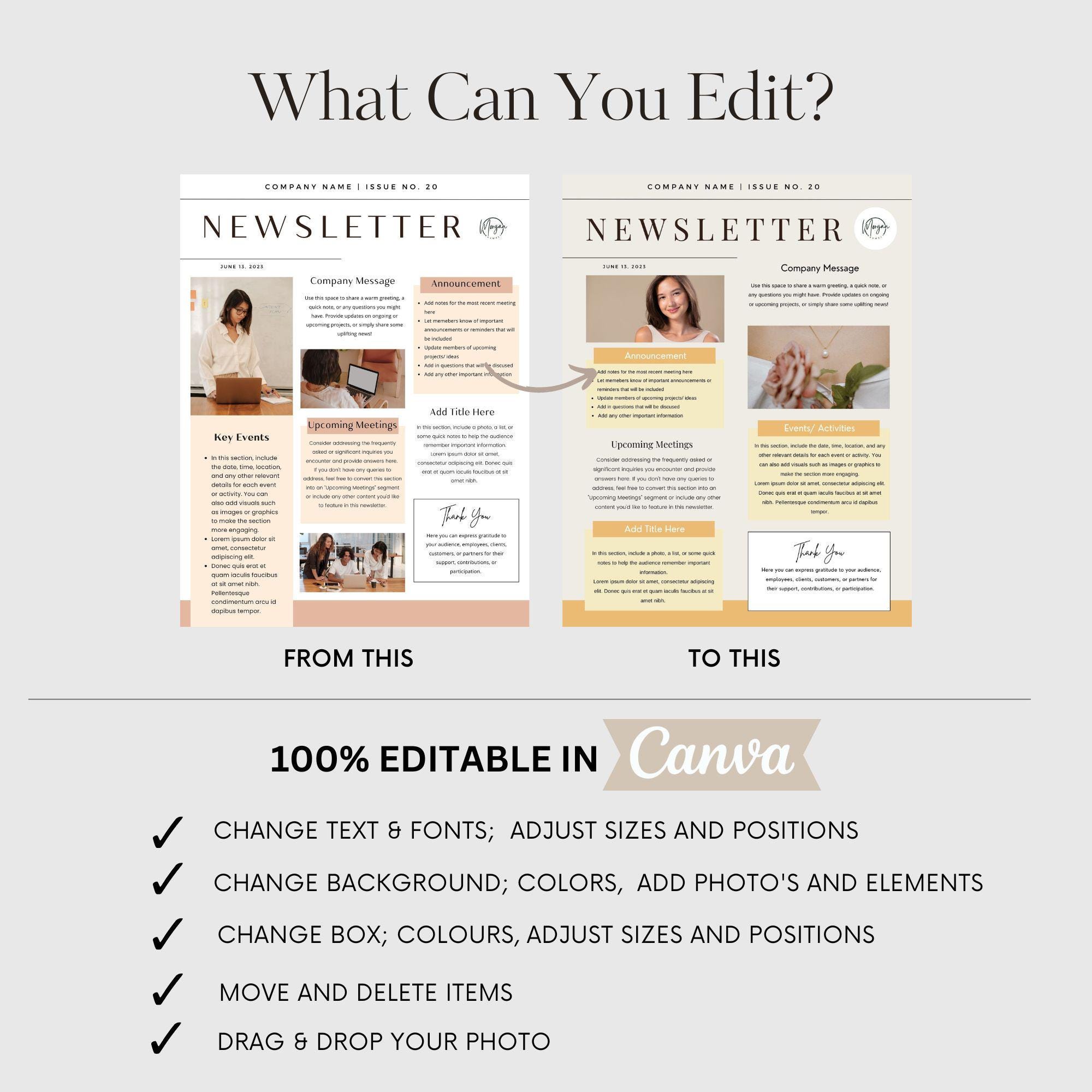 Editable Newsletter Template, Email Newsletter Template | Newsletter ...