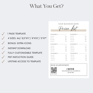 Price List Sign Template | Printable Pricing Guide | Editable Price ...