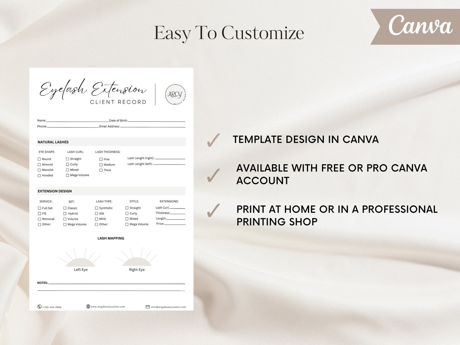 Lash Client Record, Lash Client Information, Lash Tech Consultation ...