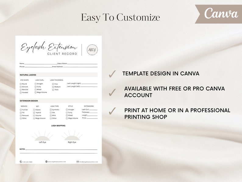 Lash Client Record, Lash Client Information, Lash Tech Consultation ...