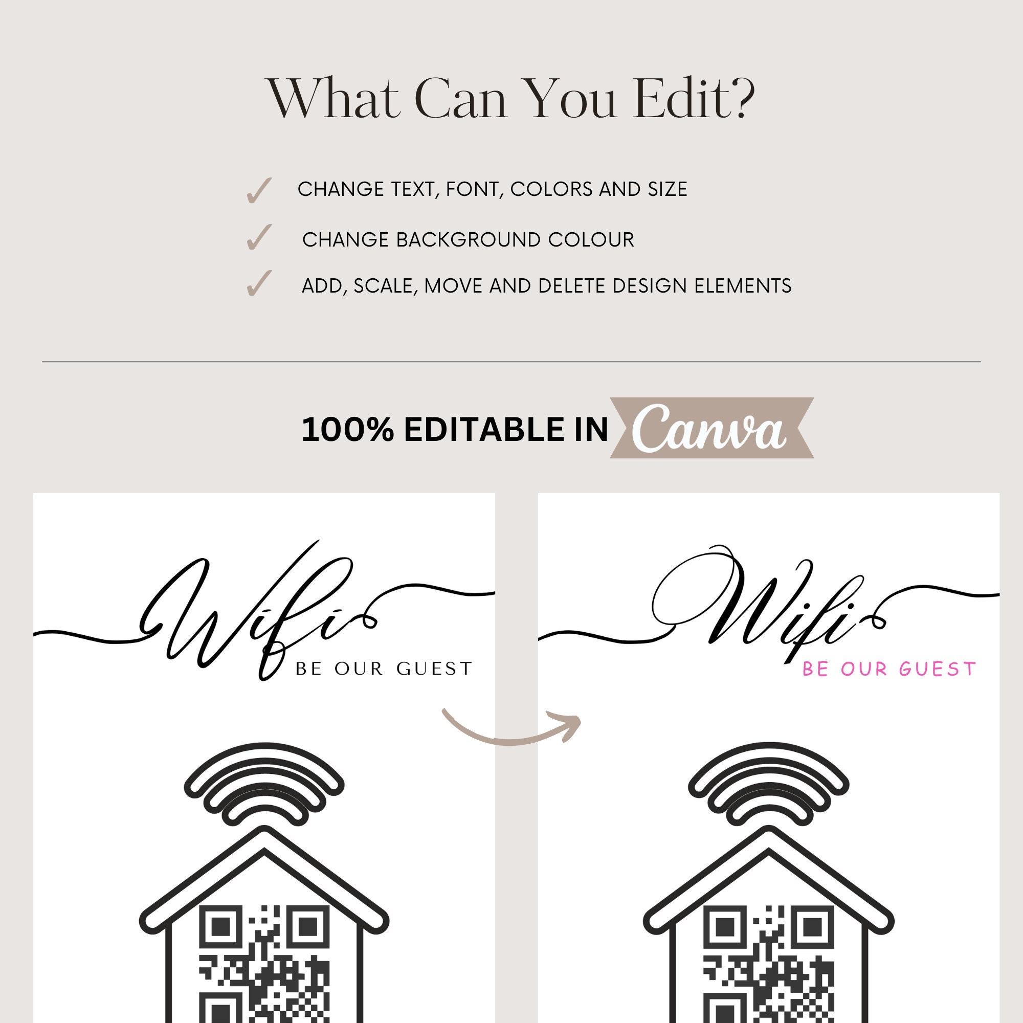 Wi-fi Sign QR Code Editable Wi-fi Sign Template Business Wi-fi Sign ...