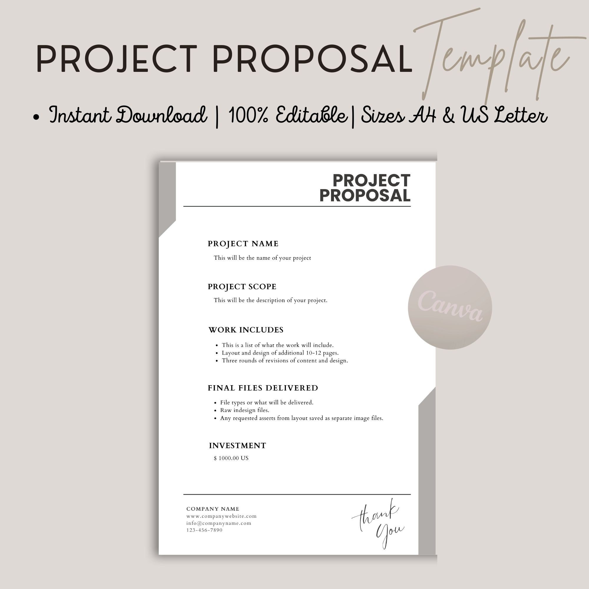 Minimal Proposal Template | Professional Proposal | Estimate Template ...