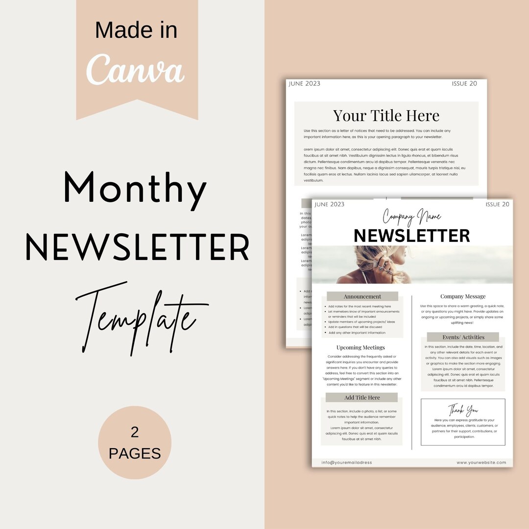 Editable Business Newsletter Template | Business Newsletter | Monthly ...