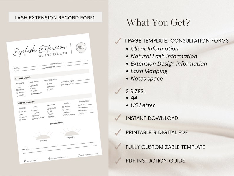 Lash Client Record, Lash Client Information, Lash Tech Consultation ...