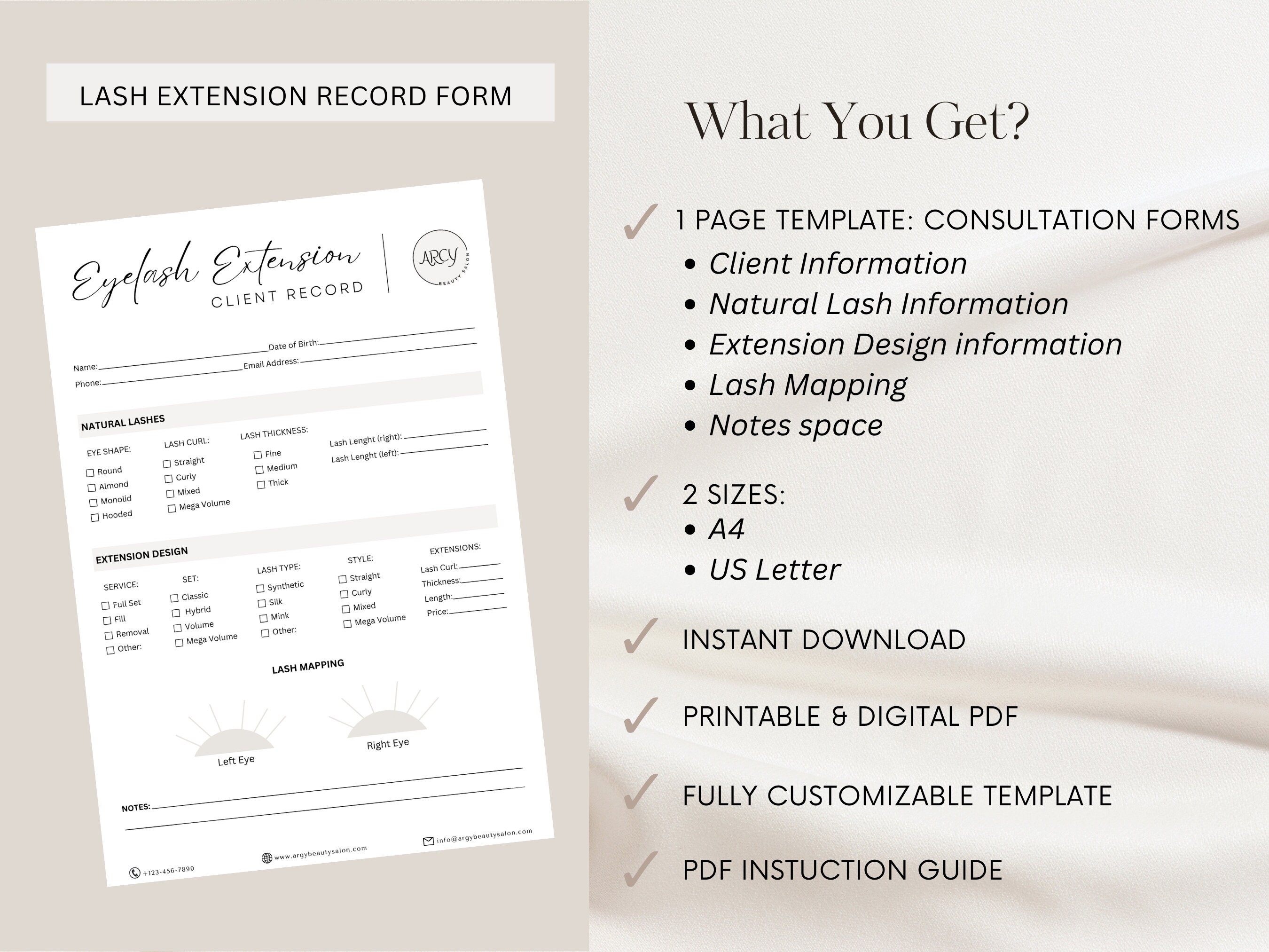 Lash Client Record, Lash Client Information, Lash Tech Consultation ...