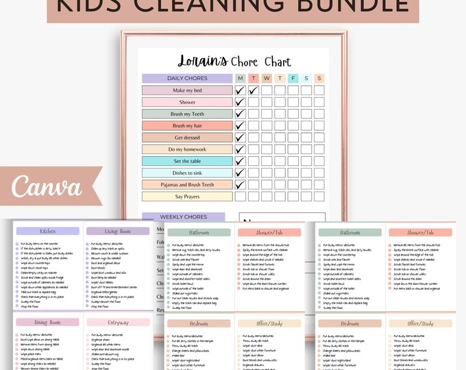 Editable Chore Chart Bundle for Kids | Cleaning Checklist | ADHD ...