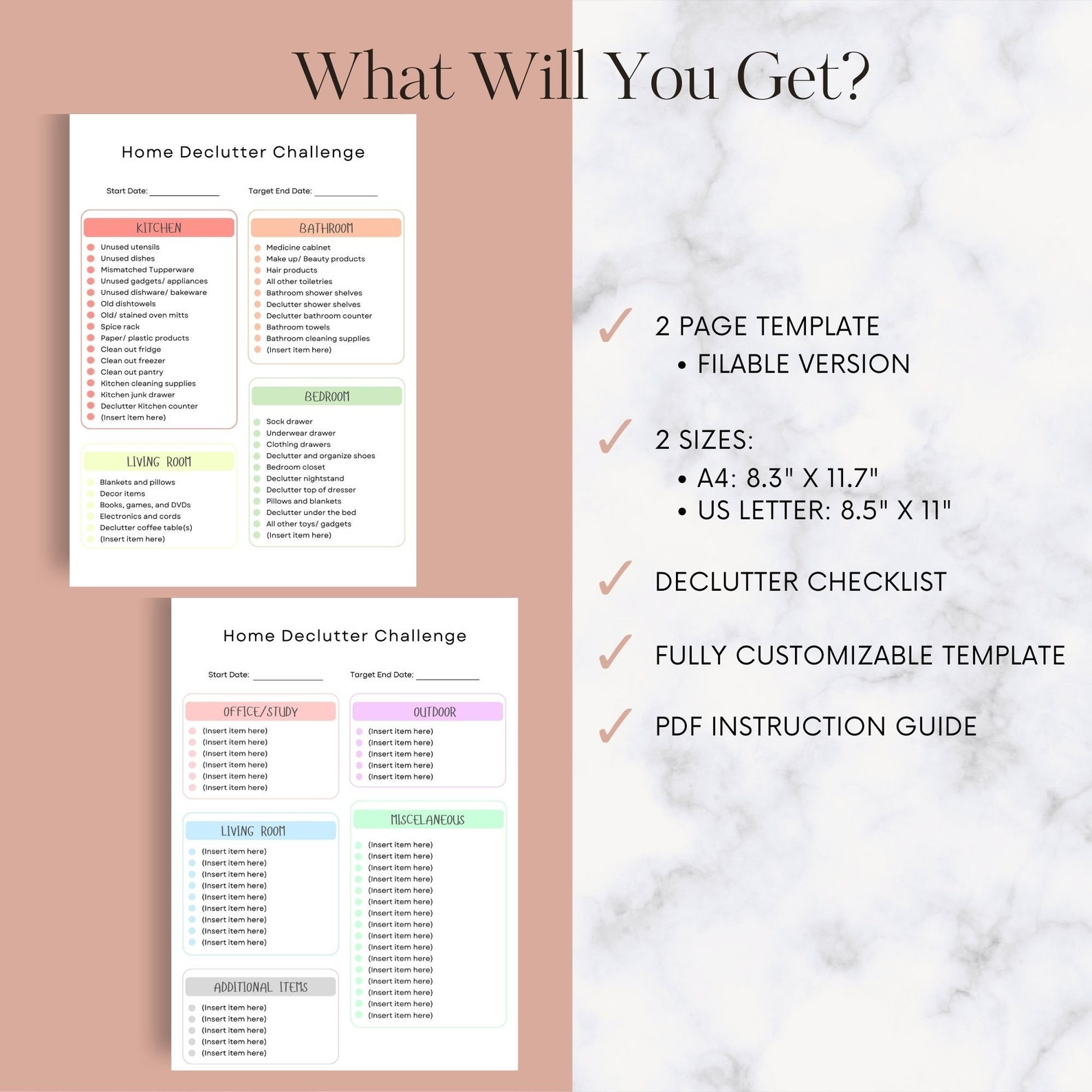 Declutter Checklist Template Home Cleaning Checklist Printable ...