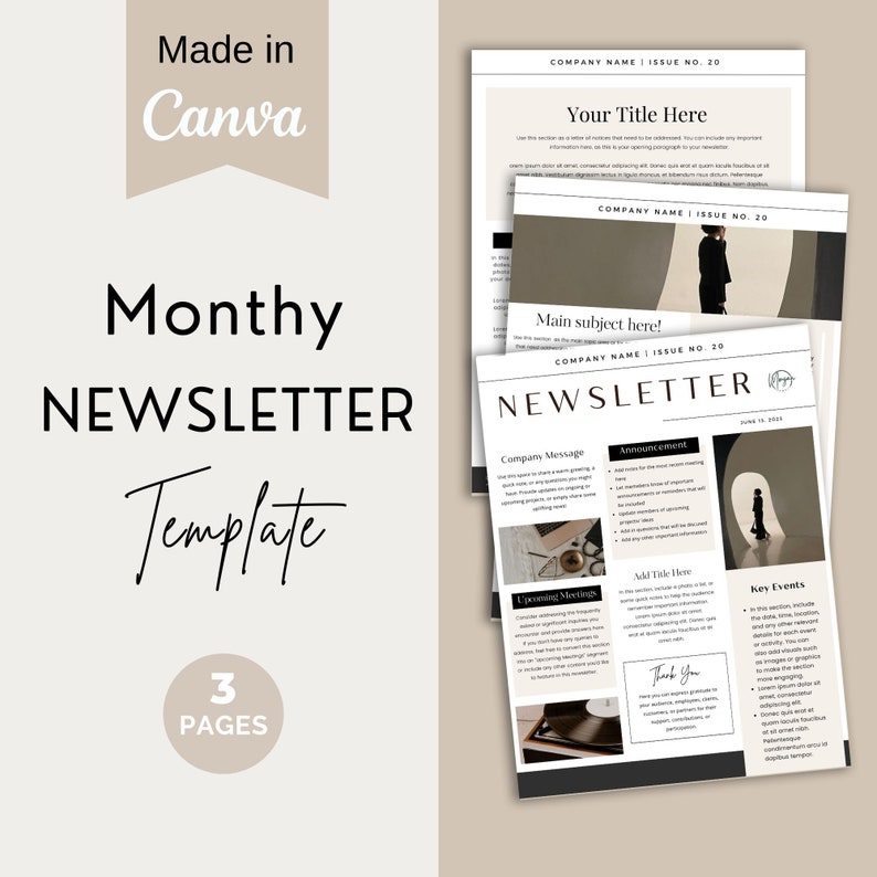 Editable Business Newsletter Template | Business Newsletter | Monthly ...