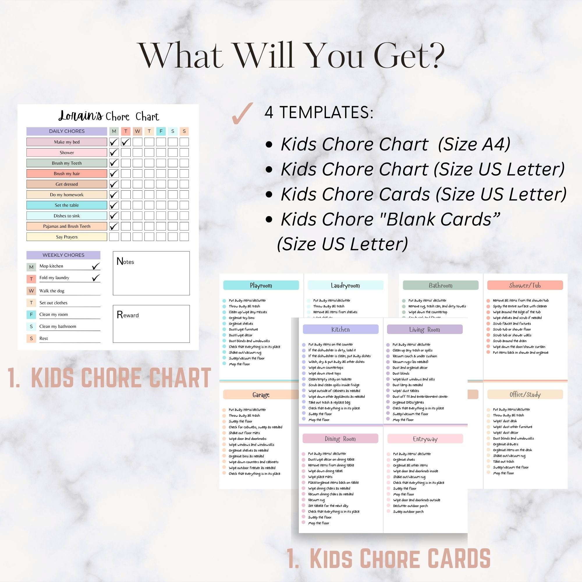 Editable Chore Chart Bundle for Kids | Cleaning Checklist | Chore Chart ...