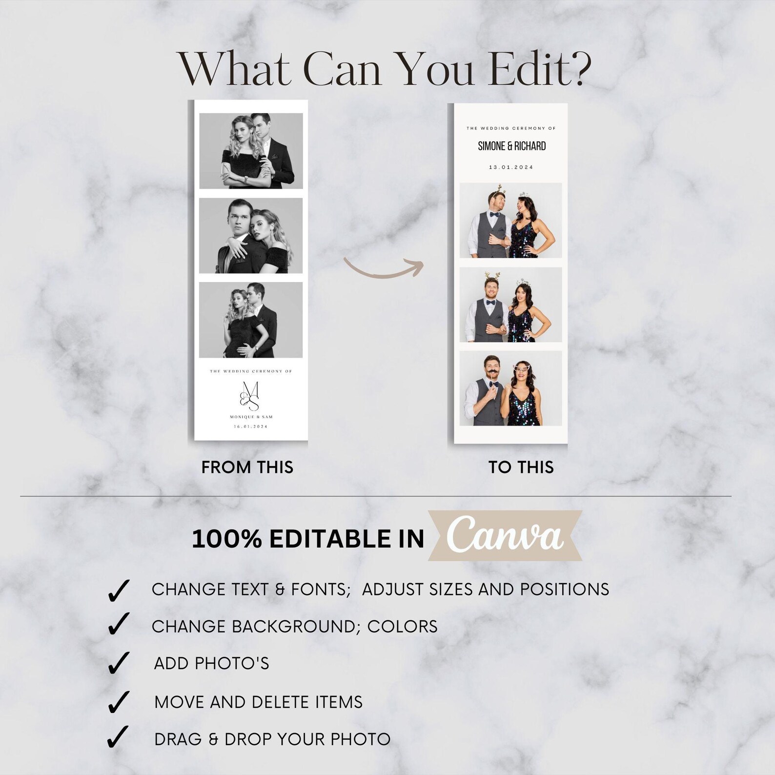 Editable Wedding Photo Strip Template | Photo Strip Template| Wedding ...