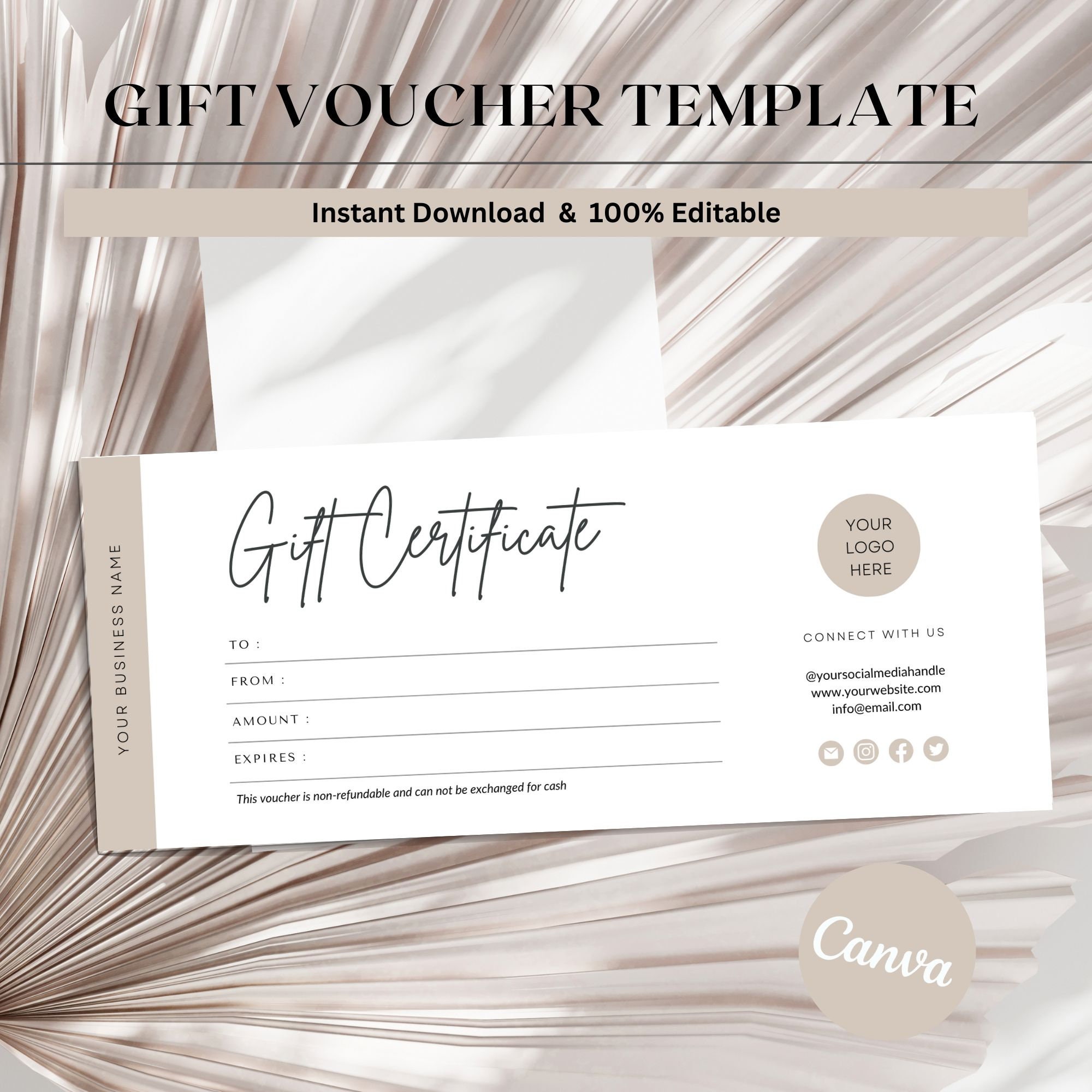 Editable Gift Voucher Template | Printable Gift Voucher | Editable Gift ...
