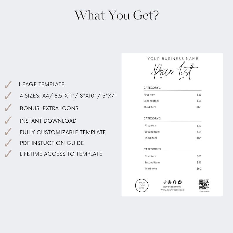 Price List Sign | Printable Sign | Editable Price List Sign Template ...