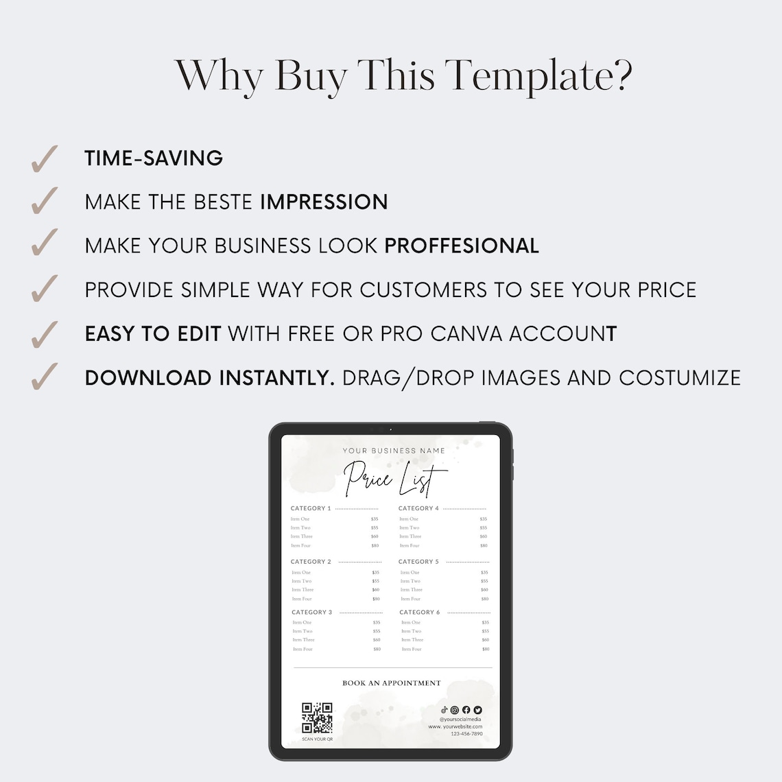 Price List Sign | Printable Pricing Guide | Editable Price List Sign ...