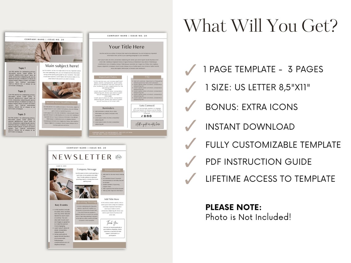 Editable Newsletter Template, Email Newsletter Template Newsletter ...