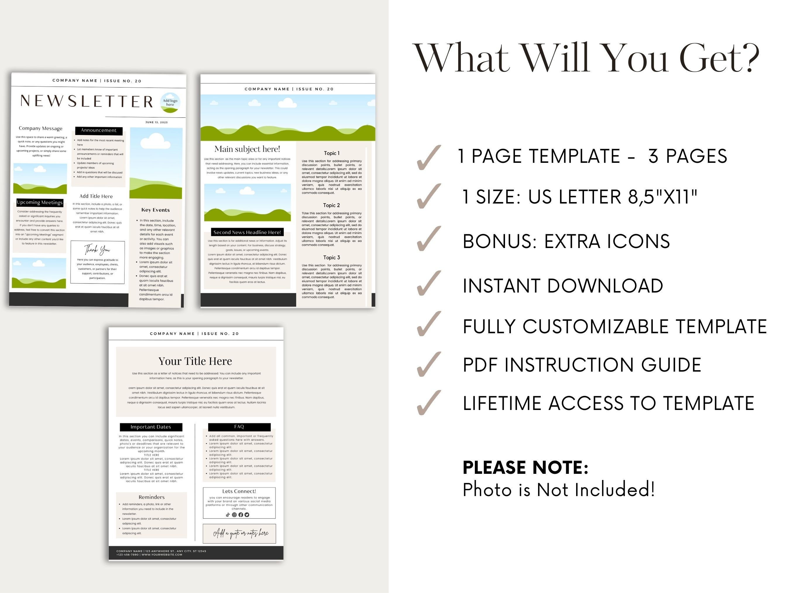 Editable Business Newsletter Template | Business Newsletter | Monthly ...