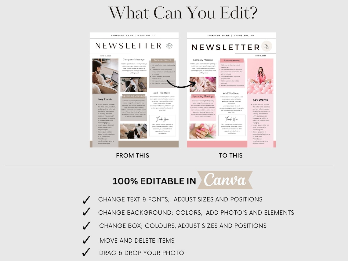 Editable Newsletter Template, Email Newsletter Template Newsletter ...