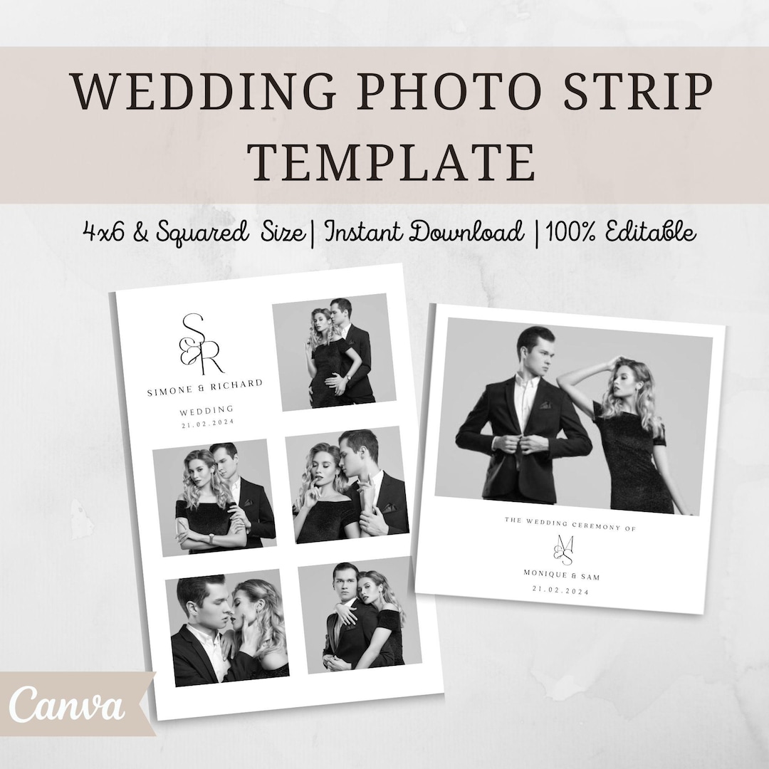 Wedding Photo Strip Template | Photo Booth Design | Editable Canva ...