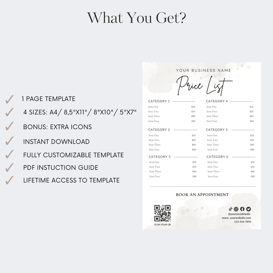 Price List Sign | Printable Pricing Guide | Editable Price List Sign ...
