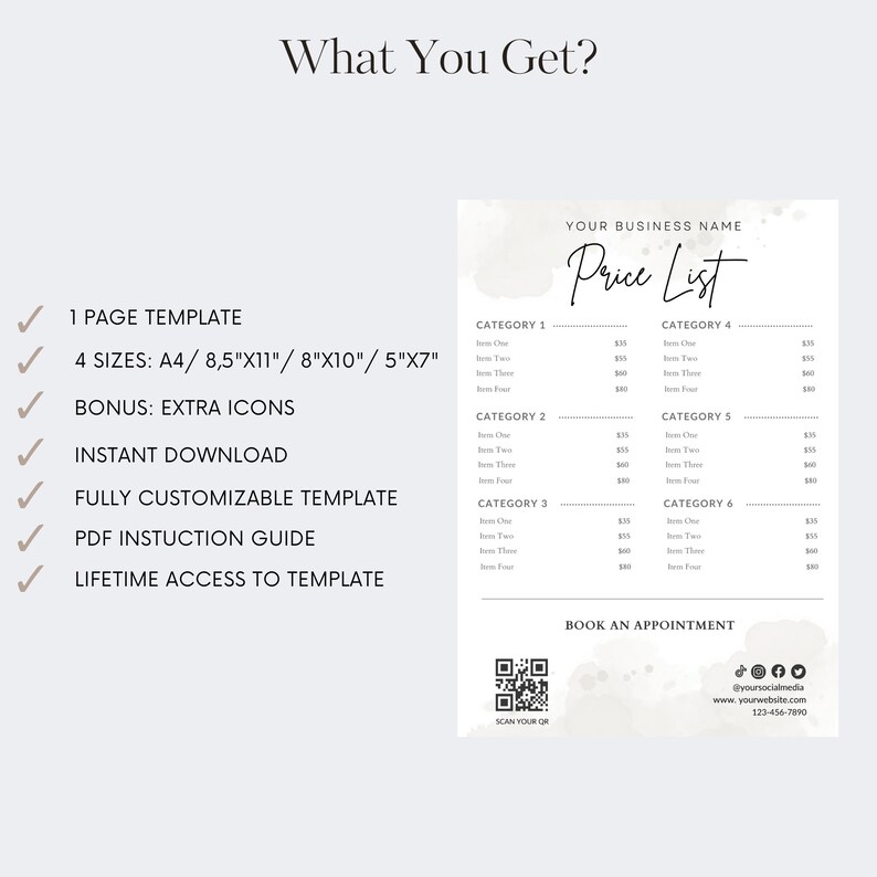 Price List Sign | Printable Pricing Guide | Editable Price List Sign ...