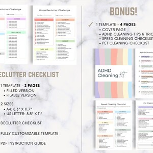 Editable ADHD Cleaning Bundle | ADHD Cleaning Checklist | Adult Chore ...