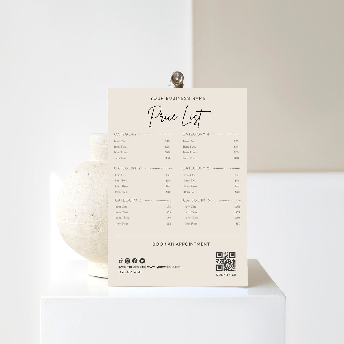 Price List Sign Template | Printable Pricing Guide | Editable Price ...