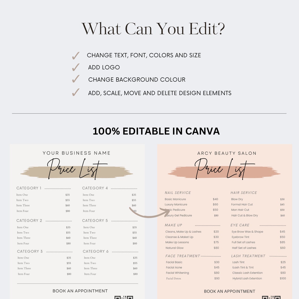 Price List Sign | Printable Sign Template | Editable Price List Sign ...