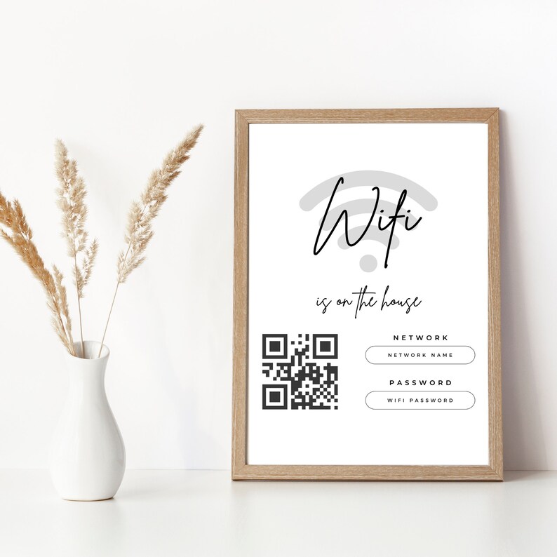 Wi-fi Password Sign | Airbnb Host Signage | QR Code Sign | Guest Room ...