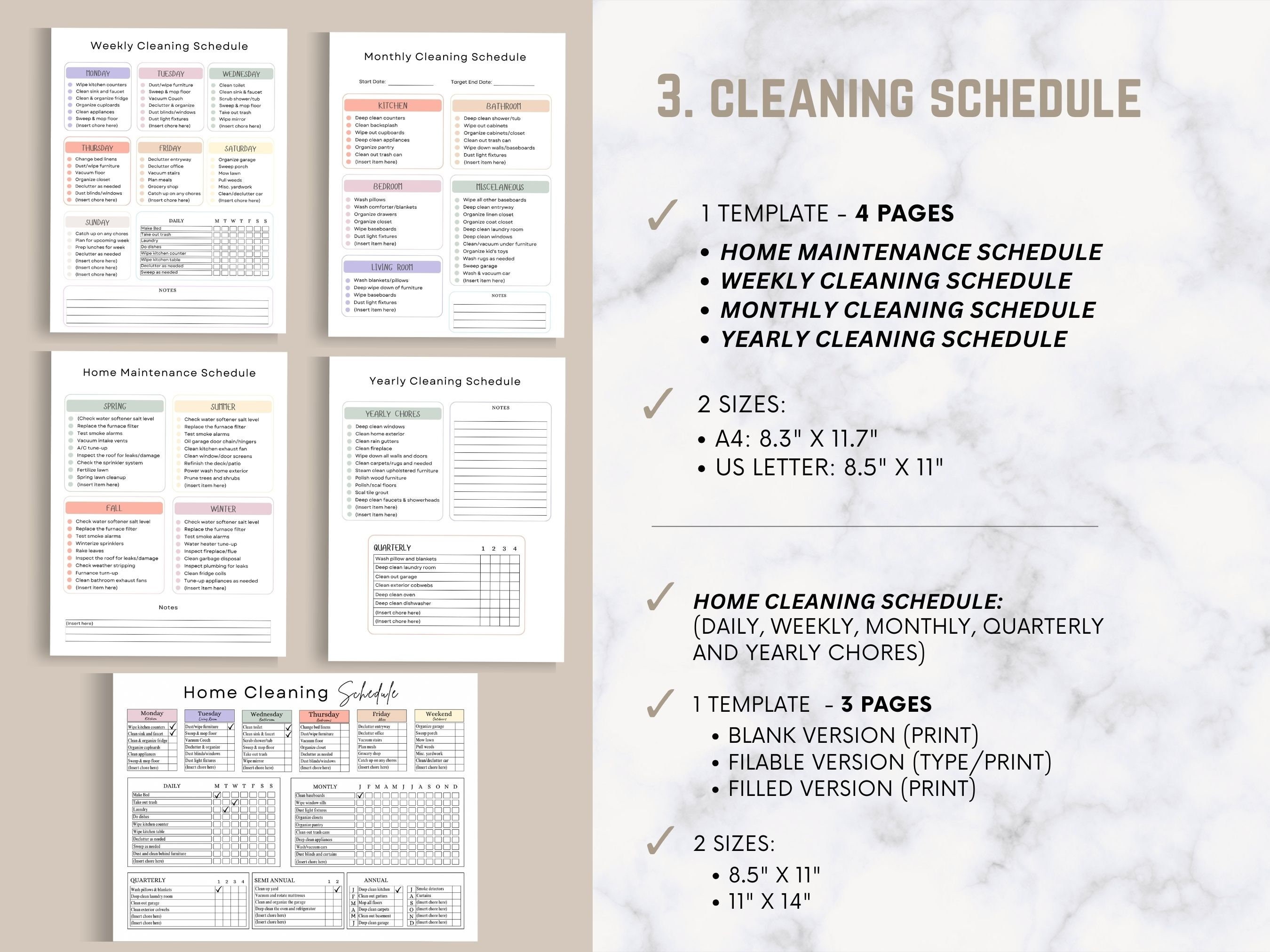Editable ADHD Cleaning Bundle | ADHD Cleaning Checklist | Adult Chore ...