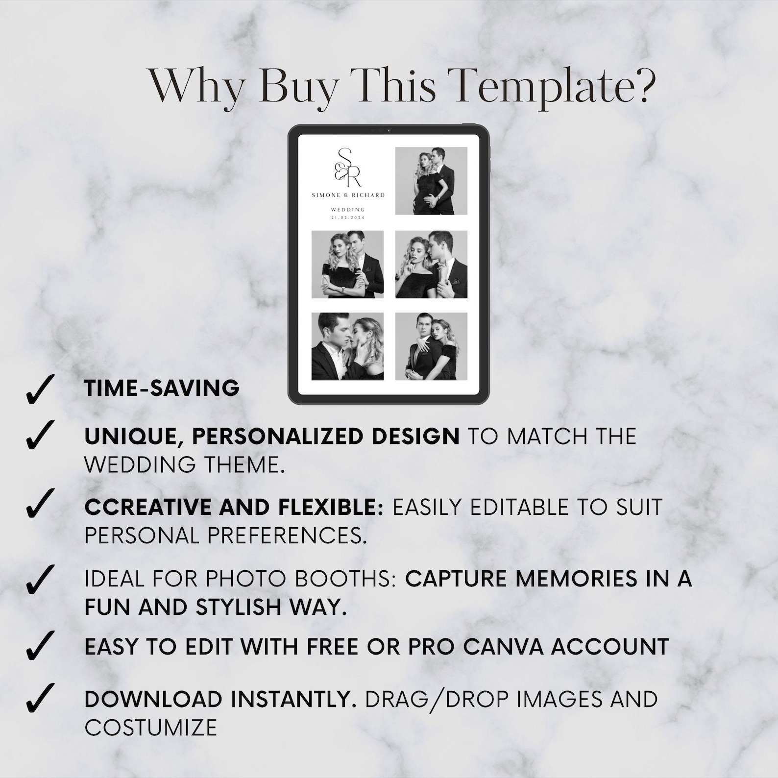 Wedding Photo Strip Template | Photo Booth Design | Editable Canva ...