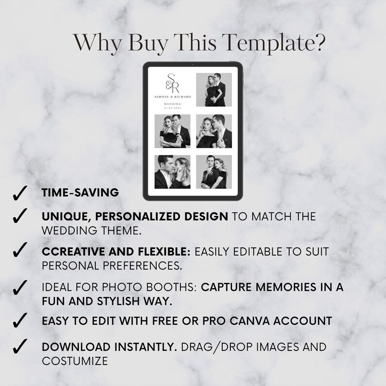 Wedding Photo Strip Template | Photo Booth Design | Editable Canva ...