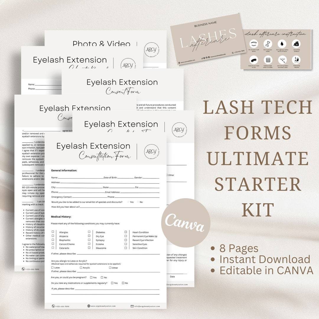 Eyelash Extension Consent Forms Bundle | Editable Esthetician Canva ...