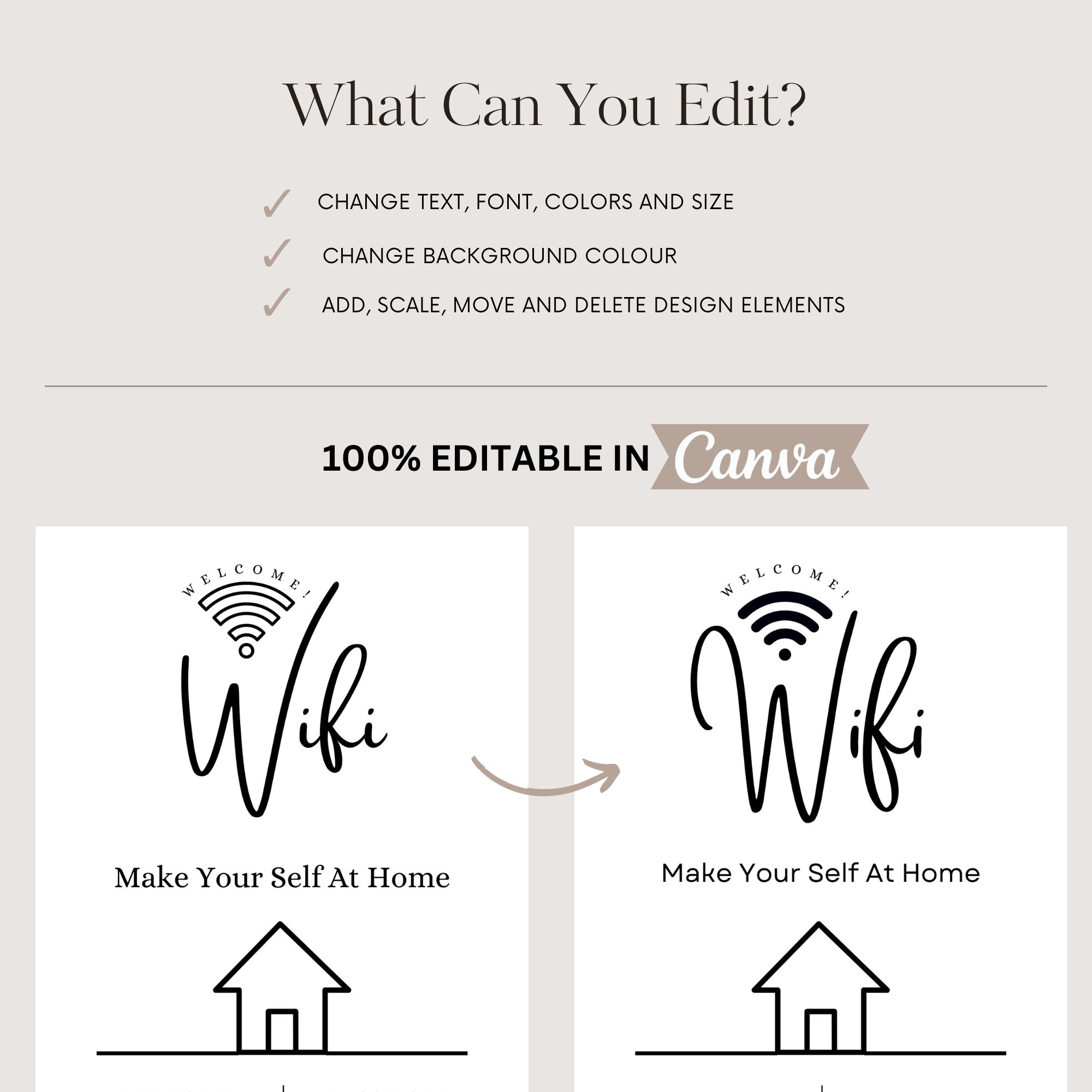 Wi-fi Sign QR Code | Editable Wi-fi Sign Template | Business Wi-fi Sign ...