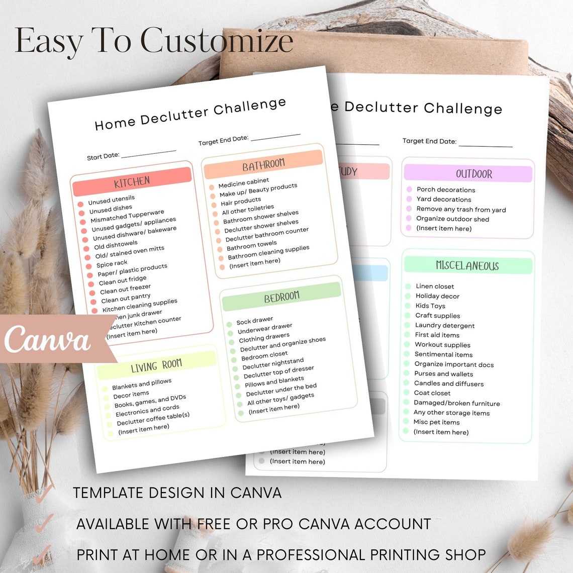 Declutter Checklist Template Home Cleaning Checklist Printable ...