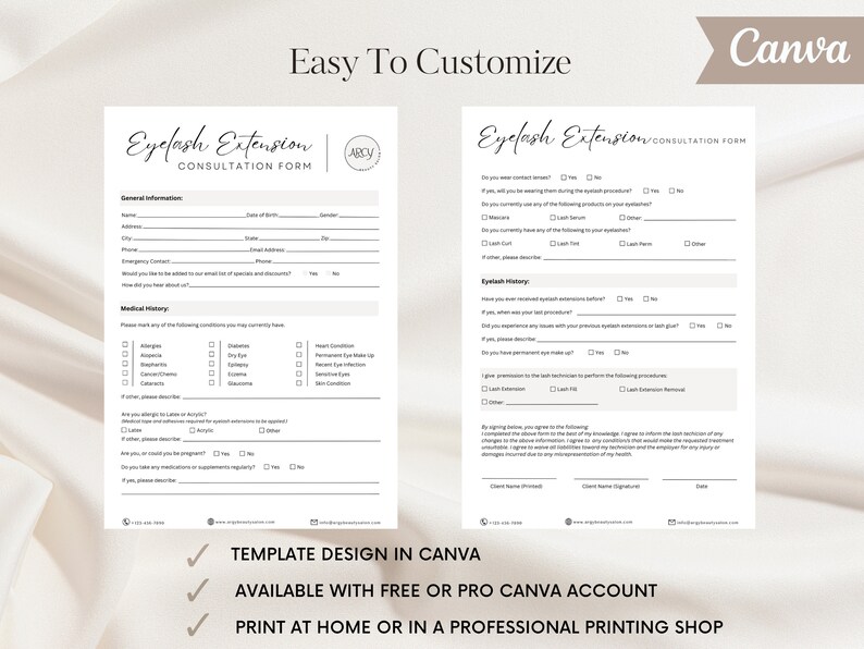 Lash Consultation Form | Esthetician Consultation Form | Lash Tech ...