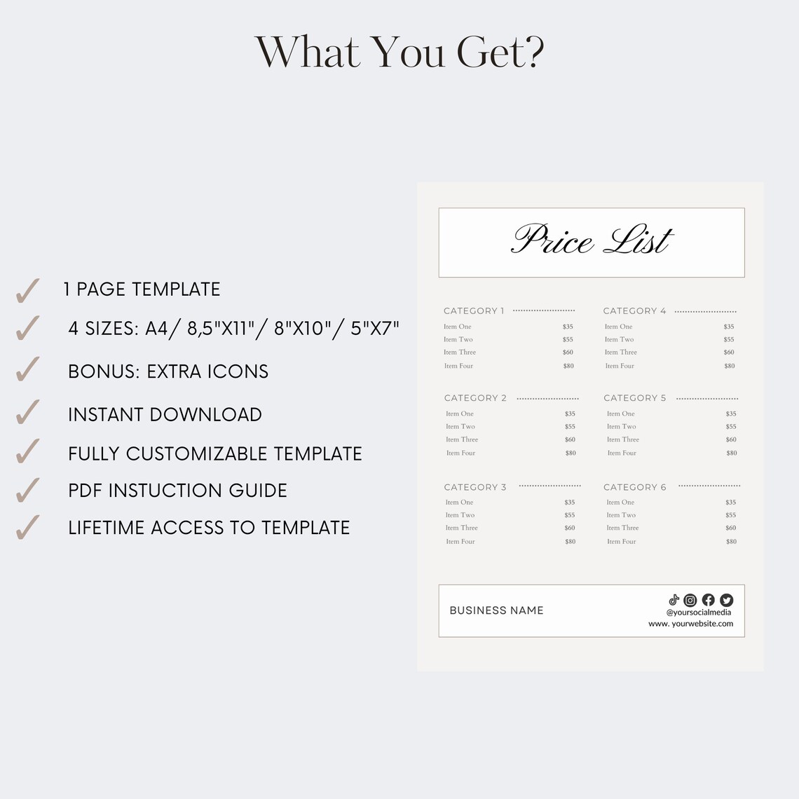 Business Price List Sign Template Printable Sign Editable - Etsy
