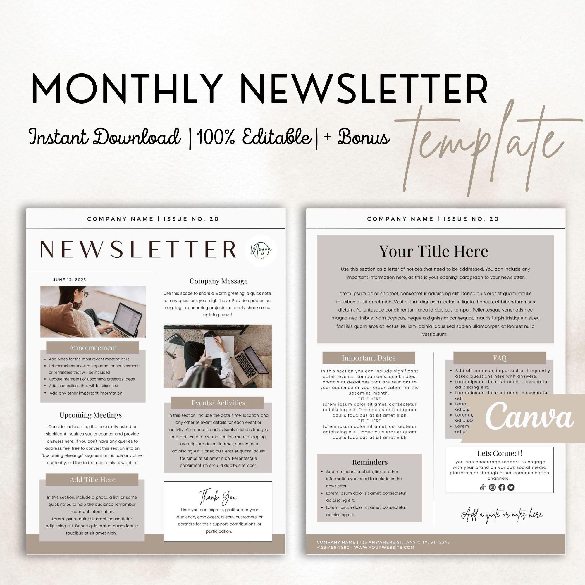 Editable Newsletter Template, Email Newsletter Template | Newsletter ...