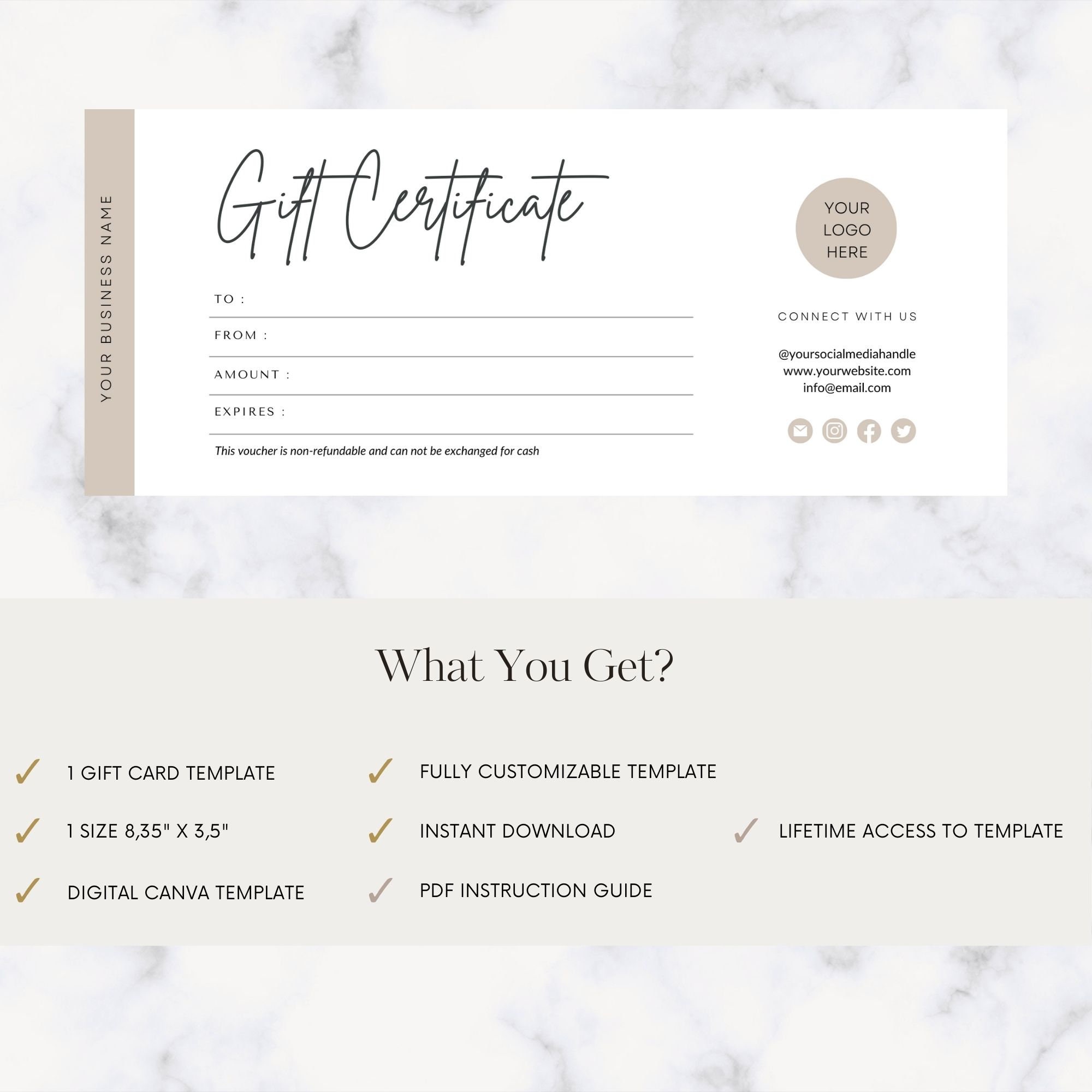 Editable Gift Voucher Template | Printable Gift Voucher | Editable Gift ...