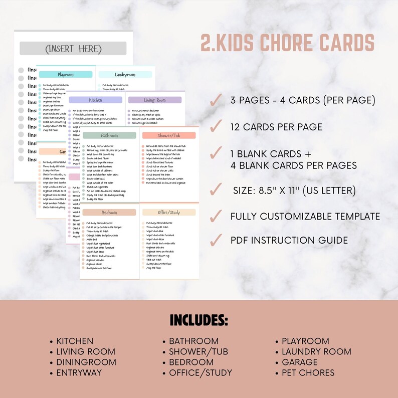 Editable Chore Chart Bundle for Kids | Cleaning Checklist | Chore Chart ...