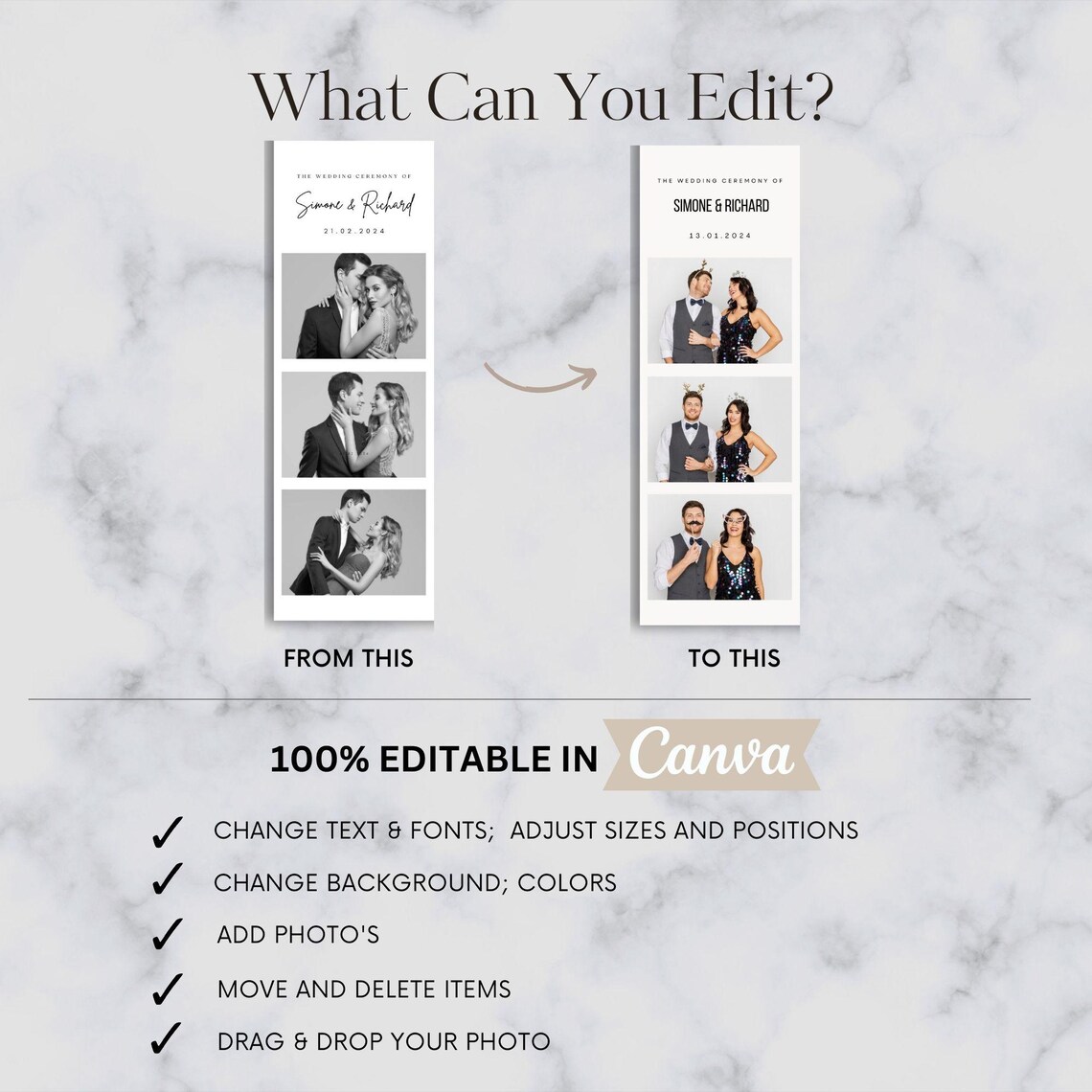 Editable Wedding Photo Strip Template | Photo Strip Template| Wedding ...