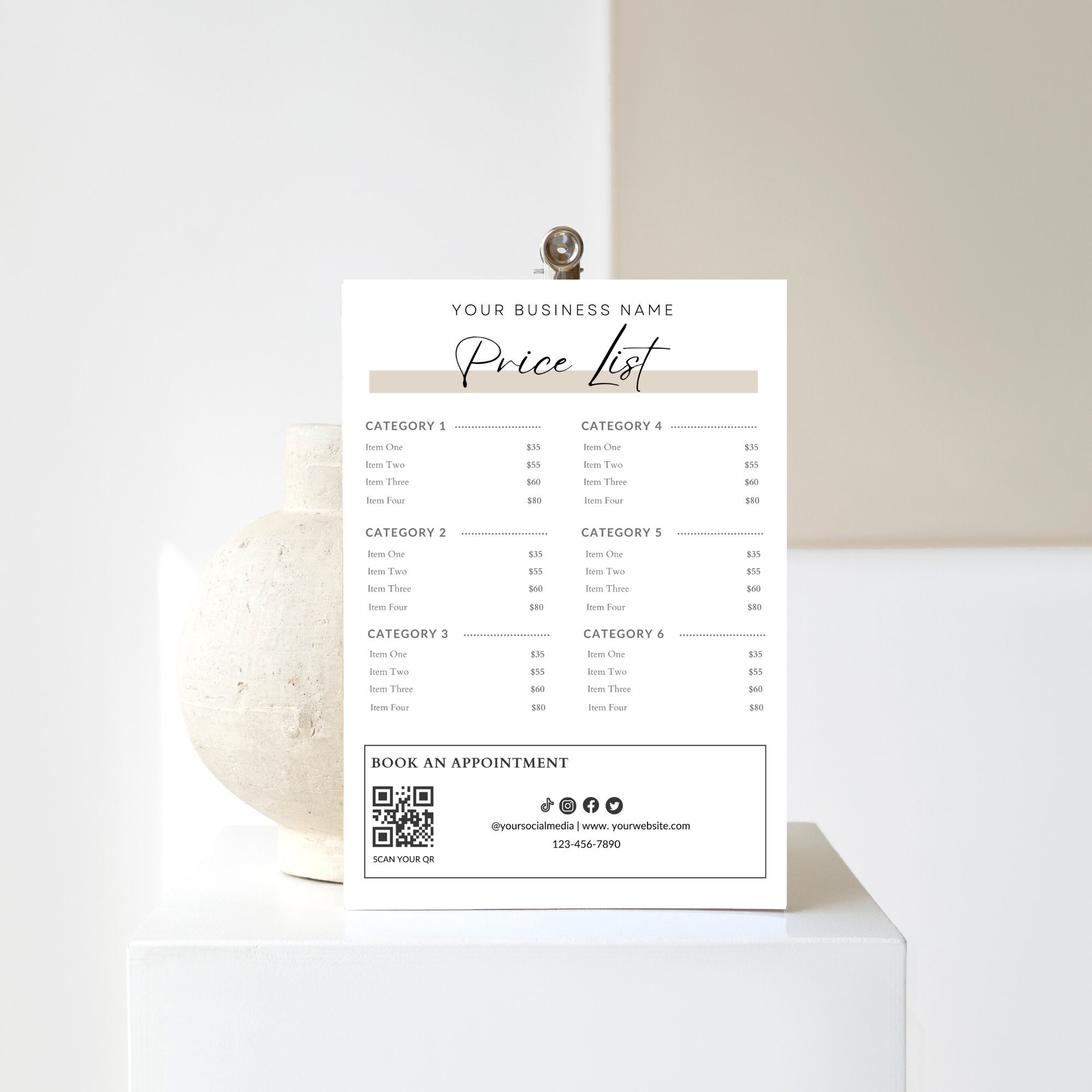 Price List Sign Template | Printable Pricing Guide | Editable Price ...