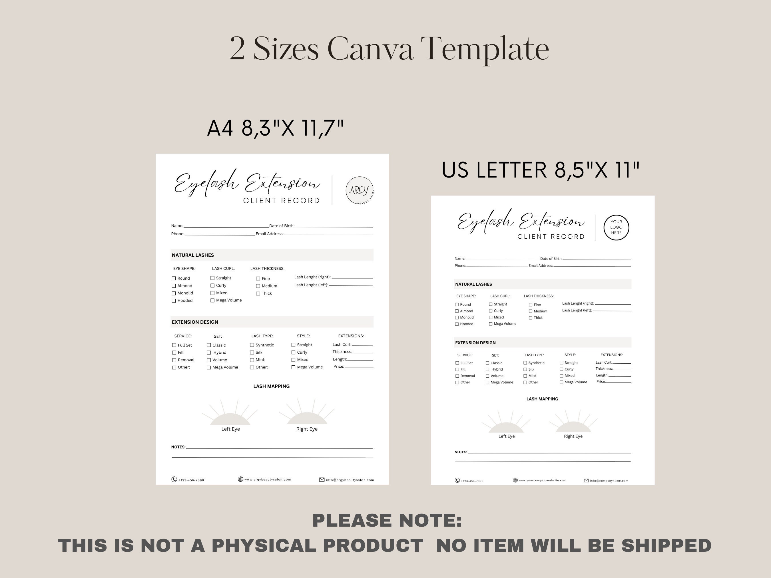 Lash Client Record, Lash Client Information, Lash Tech Consultation ...