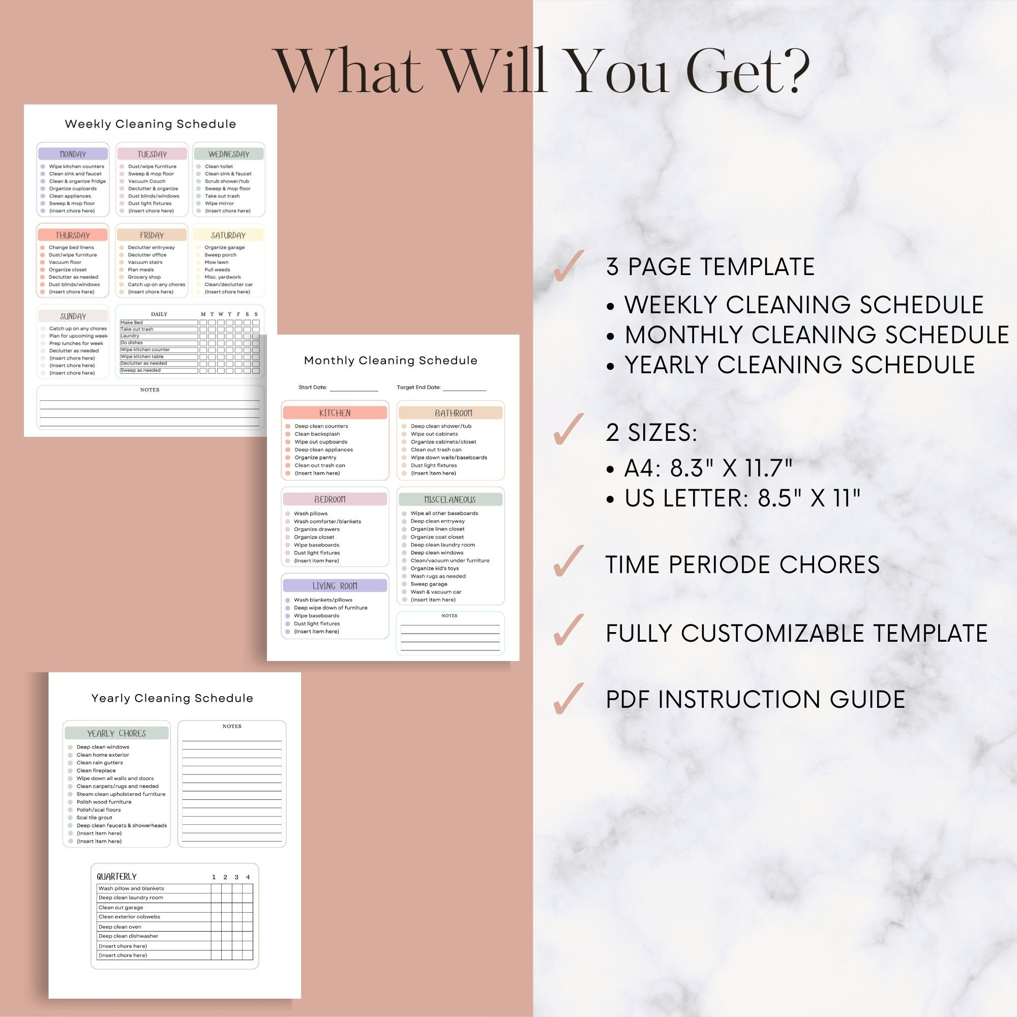 Editable Cleaning Checklist Bundle | Family Household Chores Checklist ...