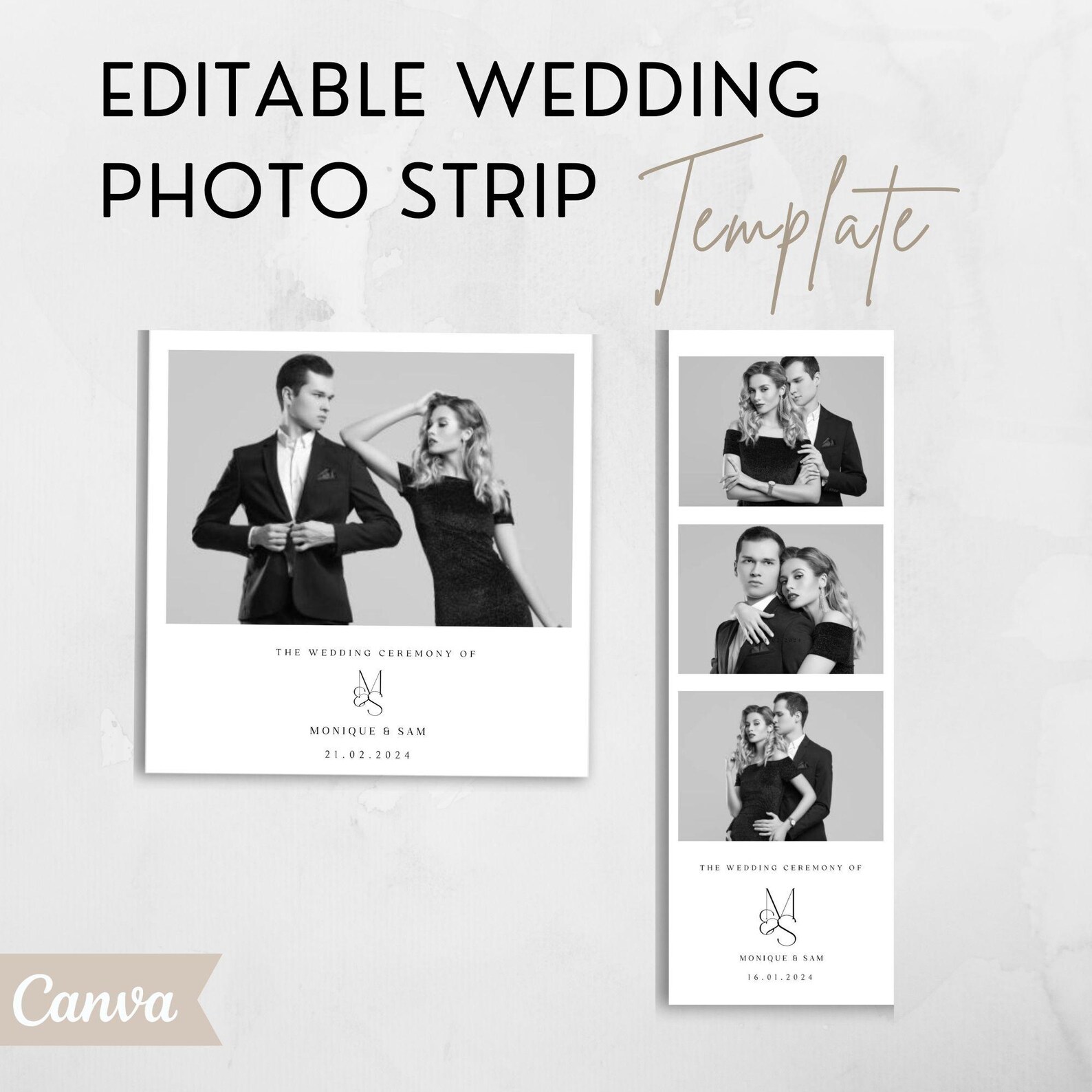 Editable Wedding Photo Strip Template | Photo Strip Template| Wedding ...