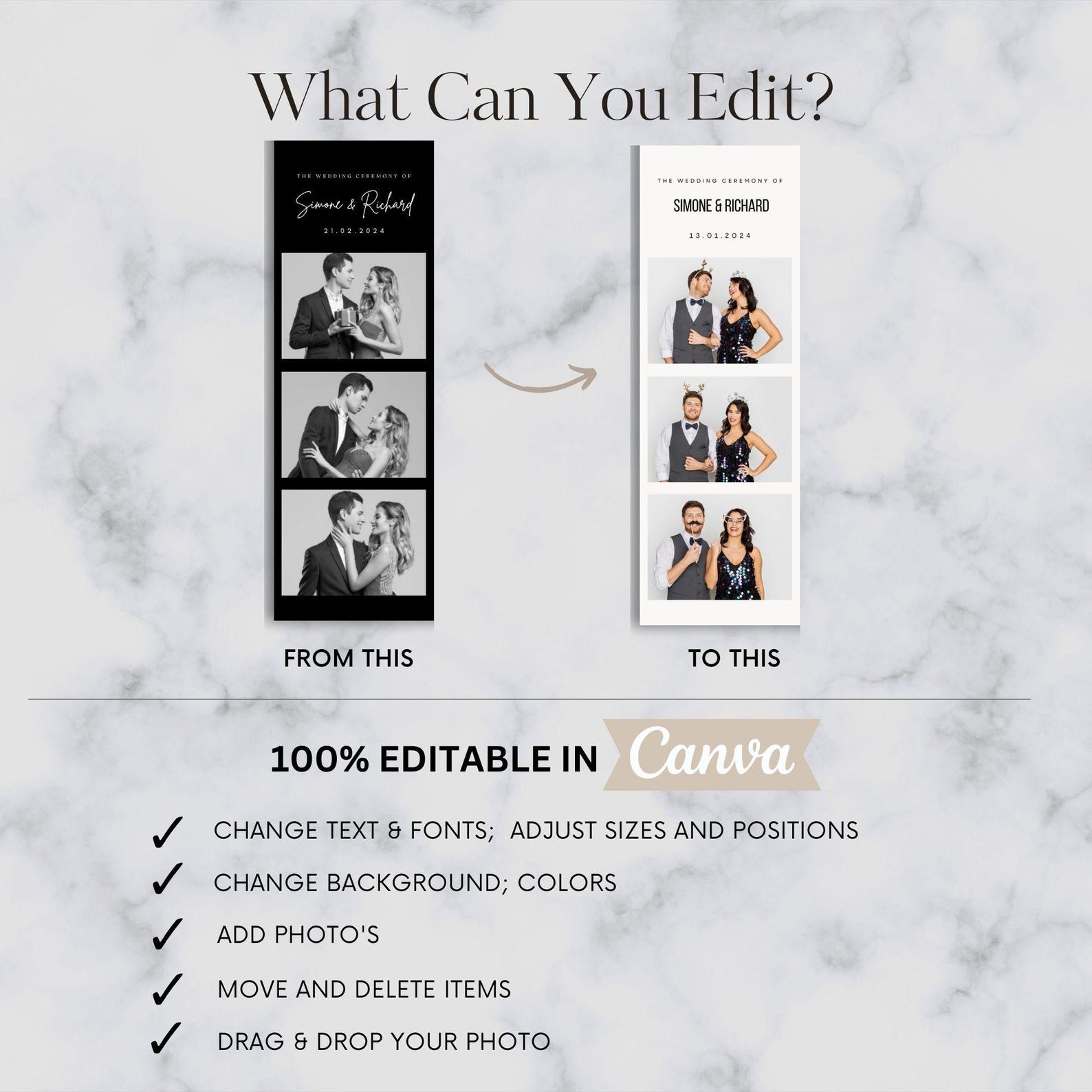 Editable Wedding Photo Strip Template | Photo Strip Template| Wedding ...