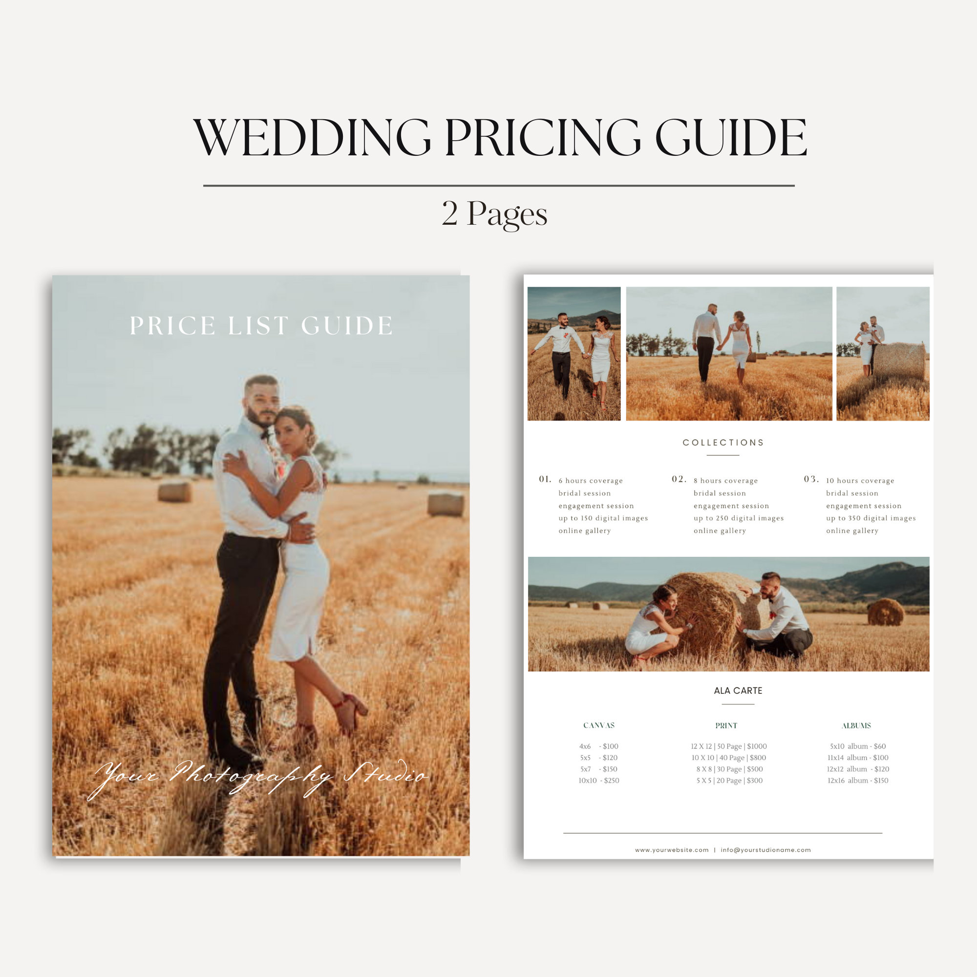 Wedding Photography Price List Template Pricelist Editable Price List ...