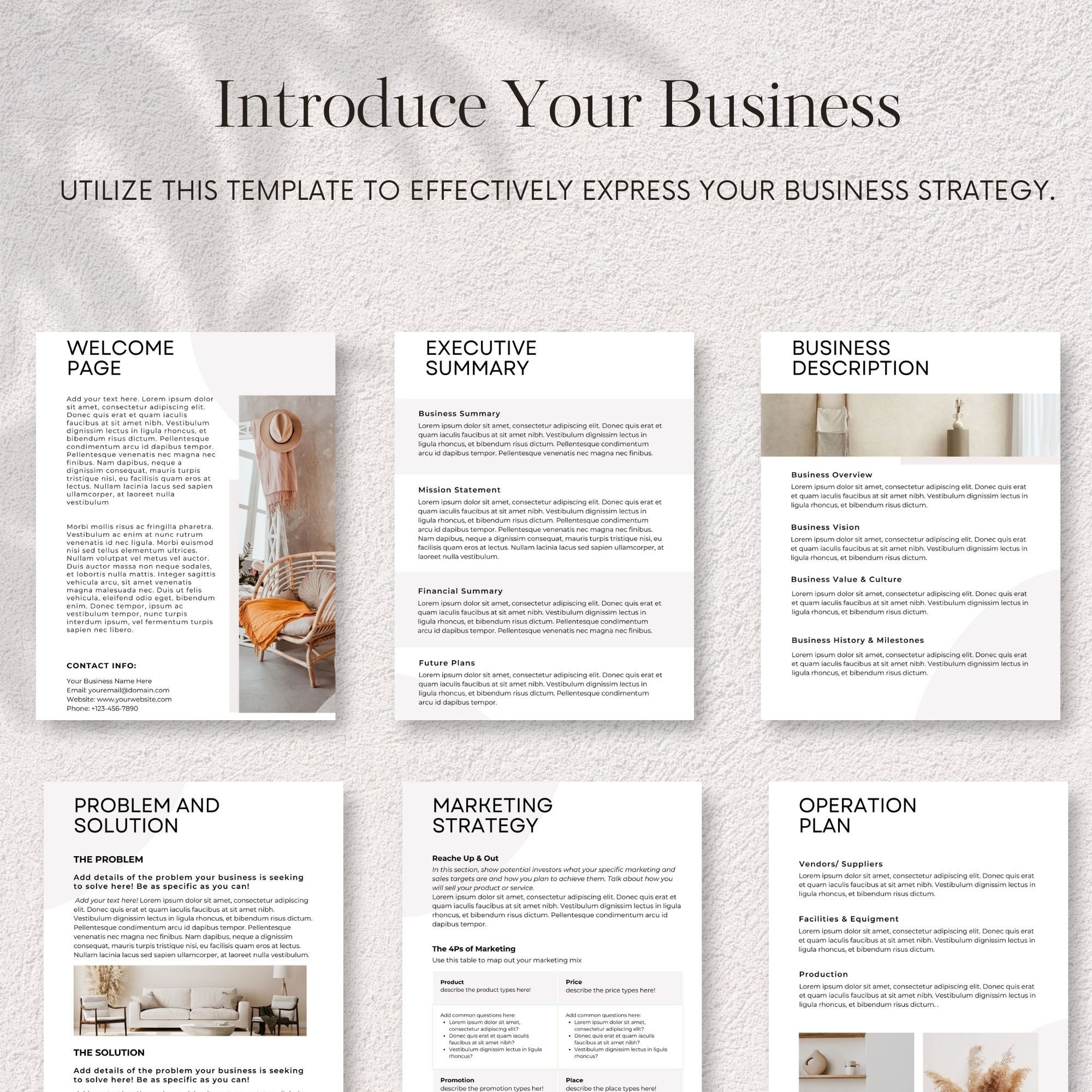 Template for Small Business Plan | Small Business Planner | Minimalist ...