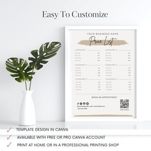 Price List Sign | Printable Sign Template | Editable Price List Sign ...