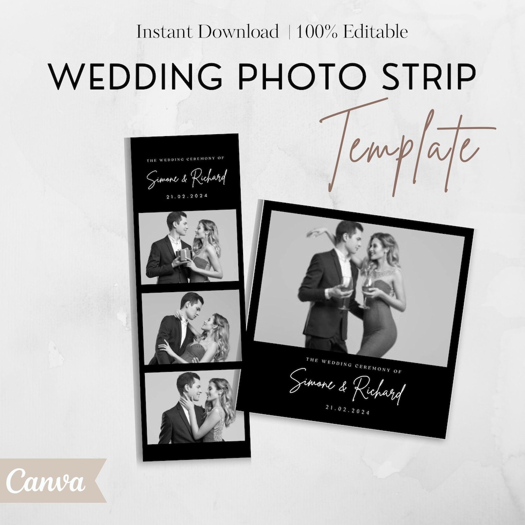 Wedding Photo Strip Template | Photo Booth Design | Editable Canva Template | Instant Digital ...