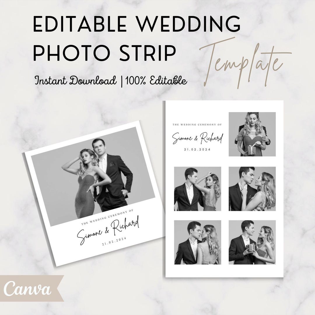 Editable Wedding Photo Strip Template | Photo Strip Template| Wedding ...